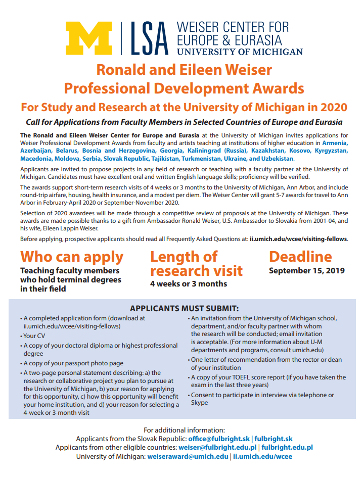 Professional Development Awards For Study and Research at the ...